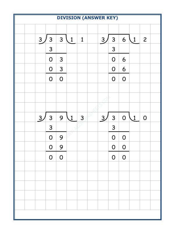 A2Zworksheets:Worksheet of Division By 3 - 3-Division-Maths