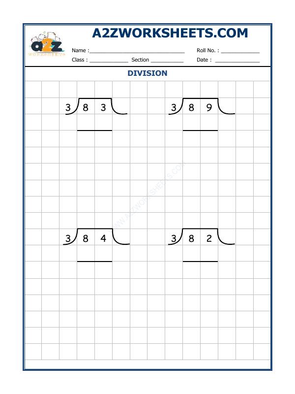A2Zworksheets:Worksheet of Division By 3 - 9-Division-Maths