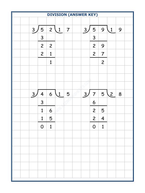 A2Zworksheets:Worksheet of Division By 3 - 10-Division-Maths