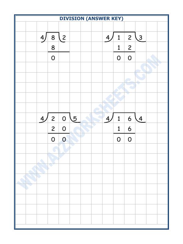 A2Zworksheets:Worksheet of Division By 4 - 1-Division-Maths