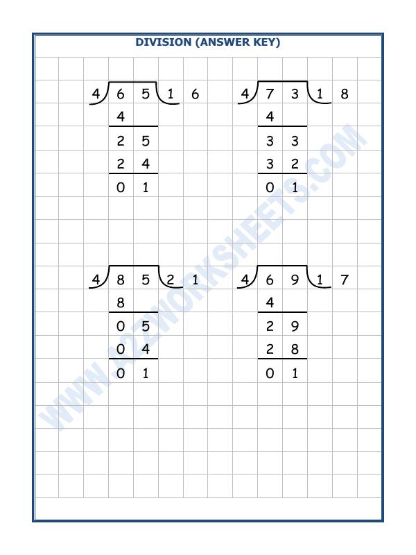 A2Zworksheets:Worksheet of Division By 4 - 9-Division-Maths