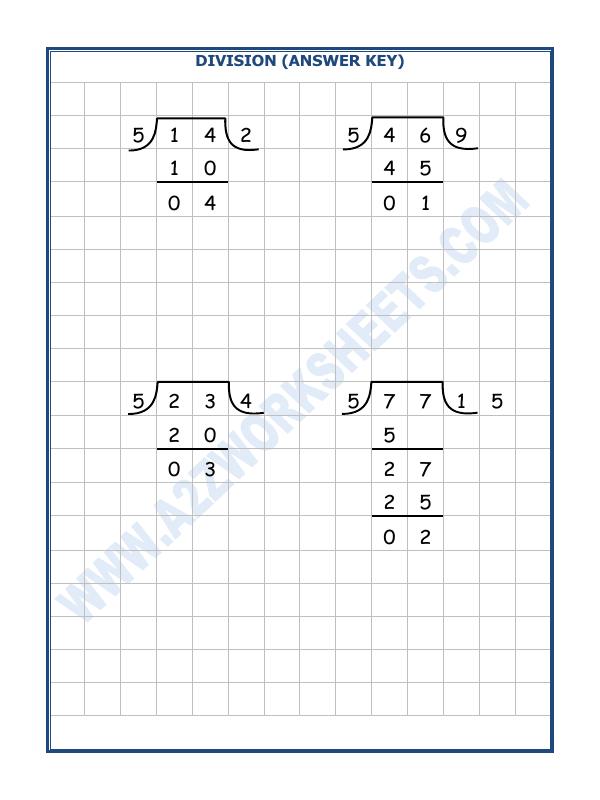 A2Zworksheets:Worksheet of Division By 5 - 9-Division-Maths