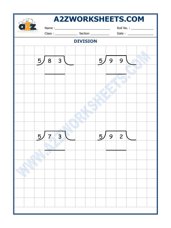 A2Zworksheets:Worksheet of Division By 5 - 12-Division-Maths
