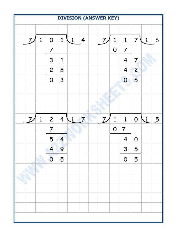 A2Zworksheets:Worksheet of Division By 7 - 7-Division-Maths