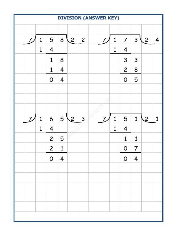 A2Zworksheets:Worksheet of Division By 7 - 18-Division-Maths