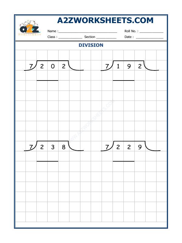 A2Zworksheets:Worksheet of Division By 7 - 37-Division-Maths