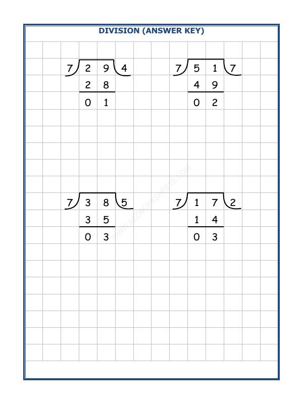 A2Zworksheets:Worksheet of Division By 7 - 49-Division-Maths