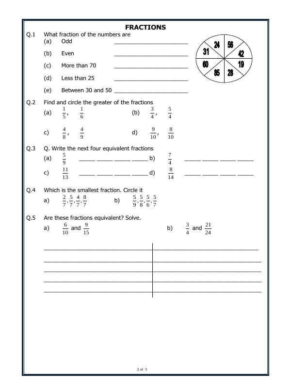 A2Zworksheets:Worksheet of Types Of Fractions-Fractions-Maths