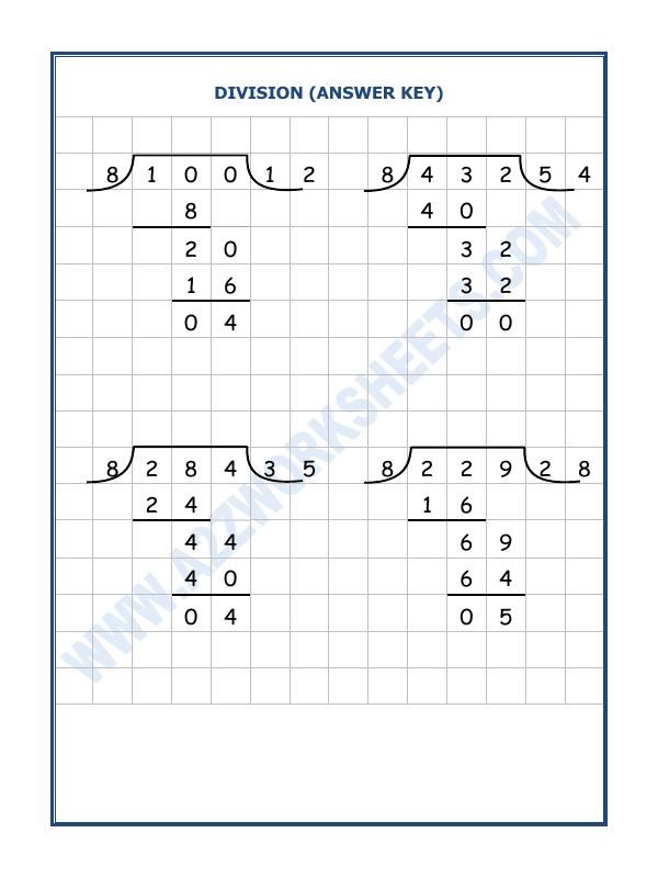 A2Zworksheets:Worksheet of Division By 8 - 22-Division-Maths