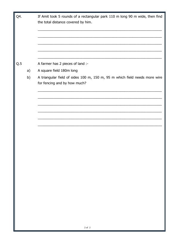 A2Zworksheets:Worksheet of Perimeter-Measurement-Maths