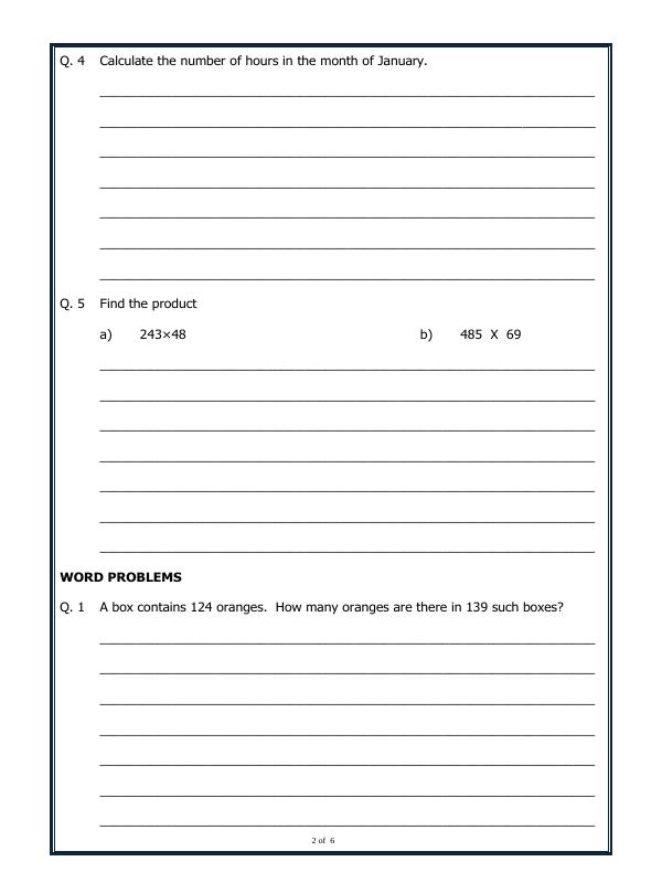 A2Zworksheets:Worksheet of Multiplication-Multiplication-Maths