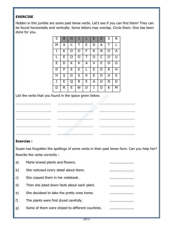 A2Zworksheets:Worksheet of Verb Past Tense-Grammar-English