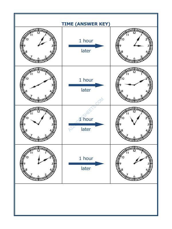A2Zworksheets:Worksheet of Telling Time - 1 Hour Interval (Draw The ...
