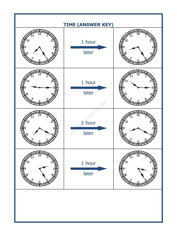 A2Zworksheets:Worksheet of Telling Time - 1 Hour Interval (Draw The ...