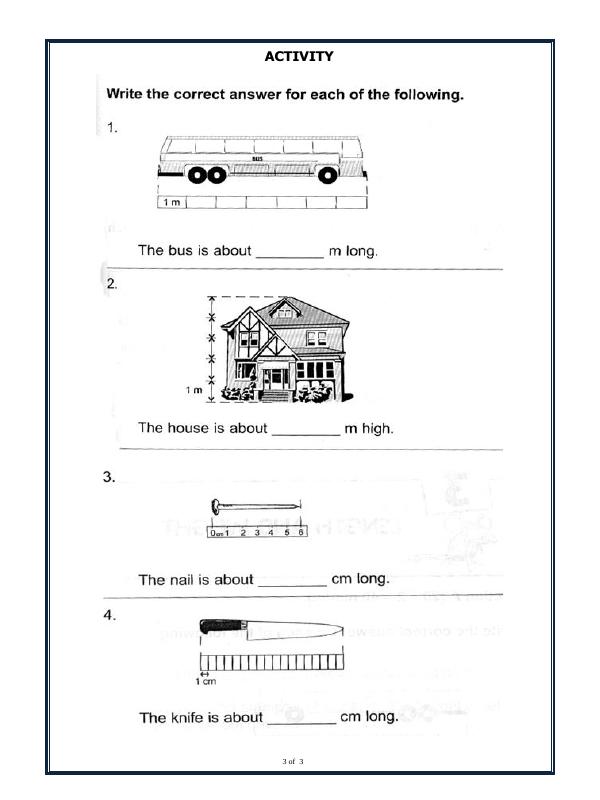 A2Zworksheets:Worksheet of Measurement Of Length-Measurement-Maths