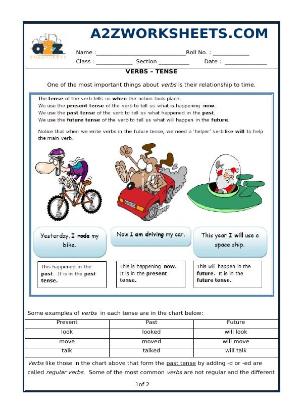 A2Zworksheets:Worksheet of Verb Past Tense-Grammar-English