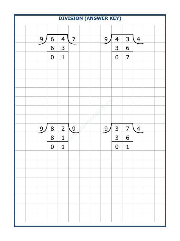 A2Zworksheets:Worksheet of Division By 9 - 10-Division-Maths