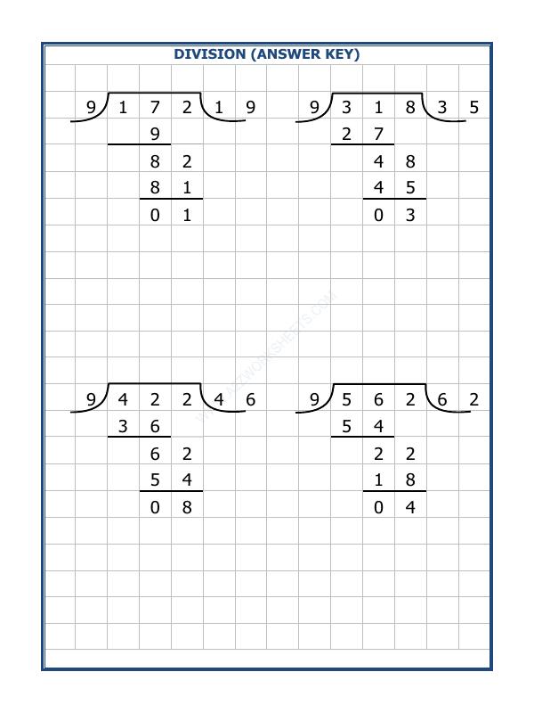 A2Zworksheets:Worksheet of Division By 9 - 24-Division-Maths