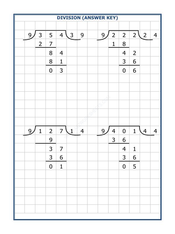 A2Zworksheets:Worksheet of Division By 9 - 65-Division-Maths