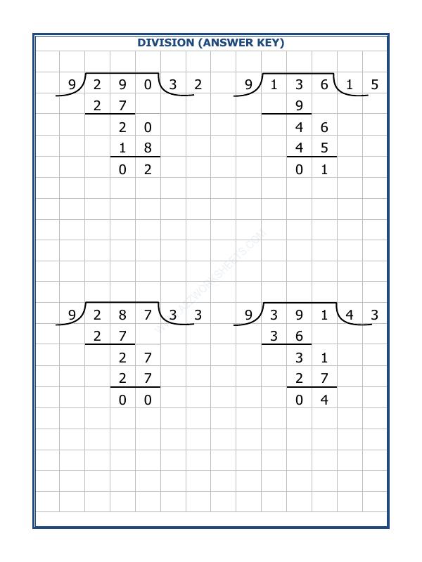 A2Zworksheets:Worksheet of Division By 9 - 87-Division-Maths