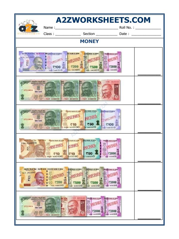 A2Zworksheets:Worksheet of Money-04-Money-Maths