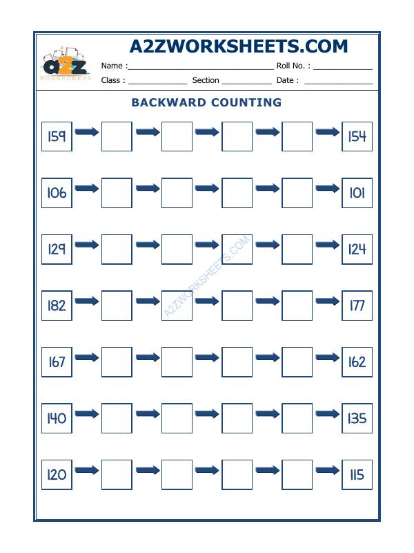 A2Zworksheets:Worksheet of Backward Counting - 06-Numbers-Maths