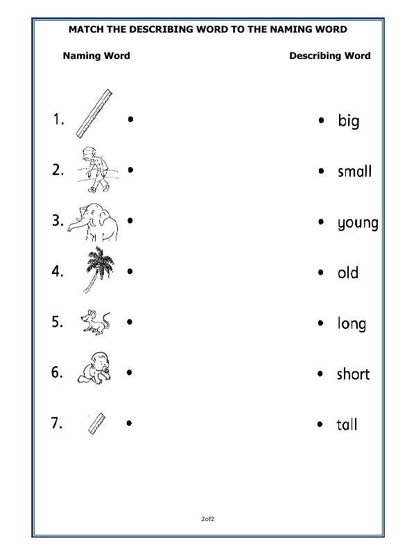 A2Zworksheets:Worksheet of Describing Words-Grammar-English