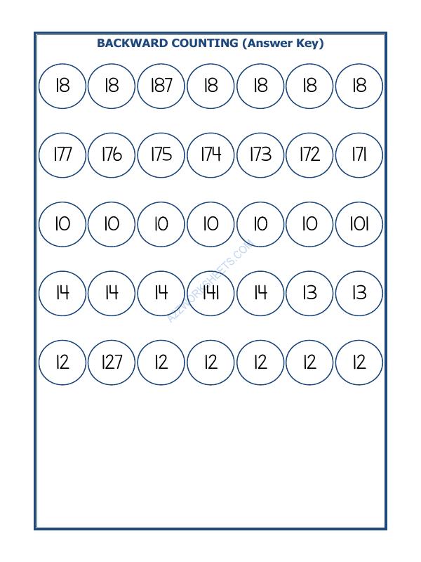 A2Zworksheets:Worksheet of Backward Counting - 33-Numbers-Maths