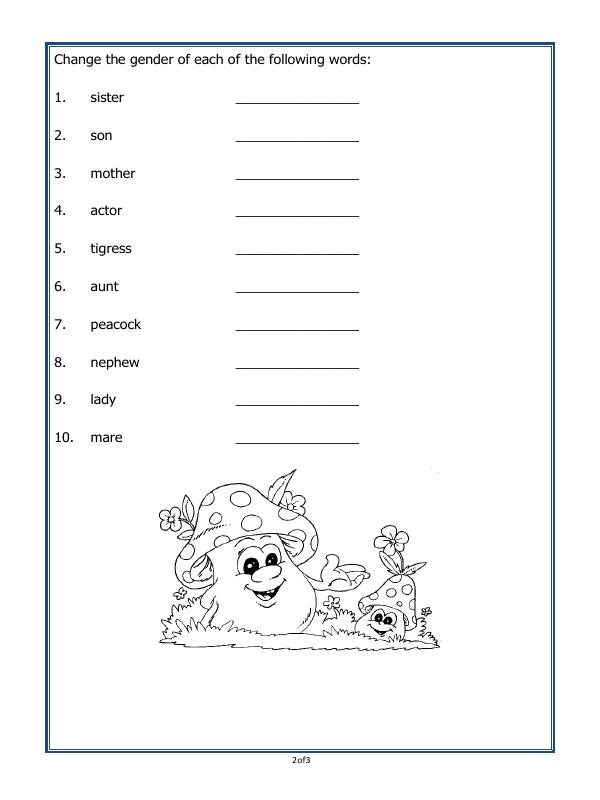 A2Zworksheets:Worksheet of Genders-Grammar-English