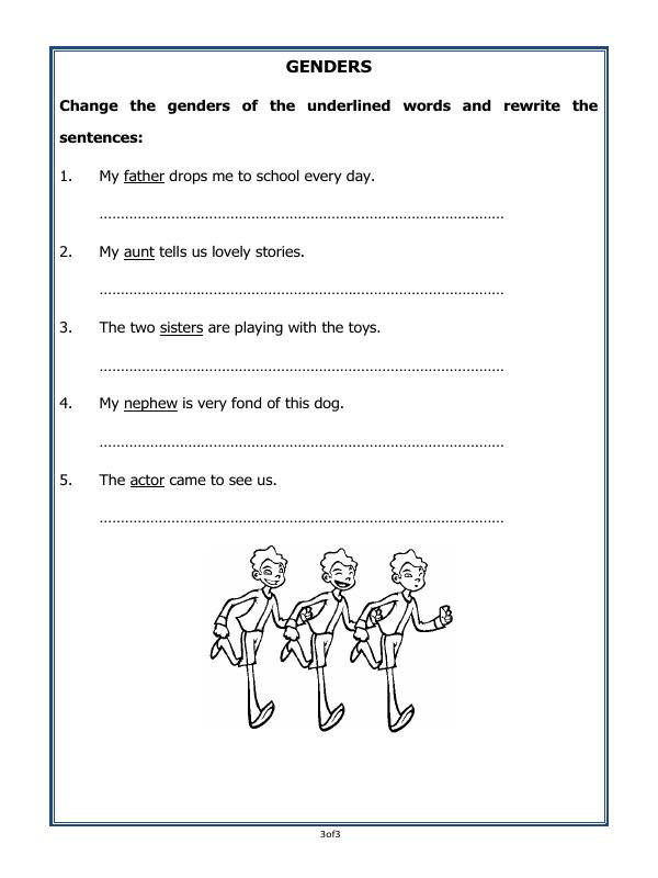 A2Zworksheets:Worksheet of Genders-Grammar-English