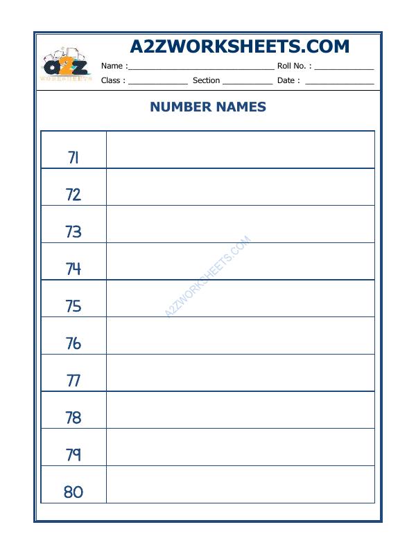 A2Zworksheets:Worksheet of Number Names - 36-Numbers-Maths