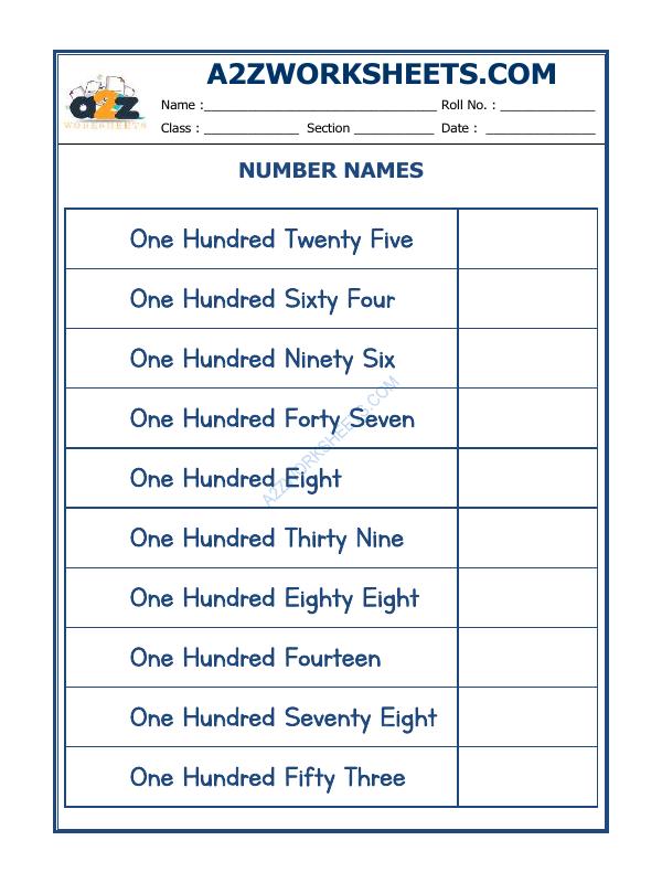 A2Zworksheets:Worksheet of Number Names - 42-Numbers-Maths