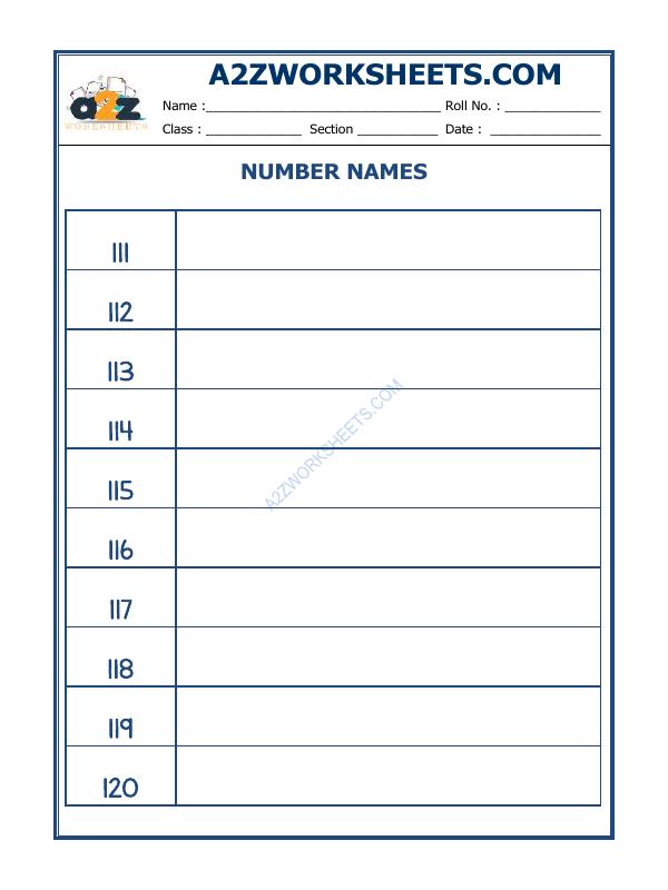 A2Zworksheets:Worksheet of Number Names - 46-Numbers-Maths