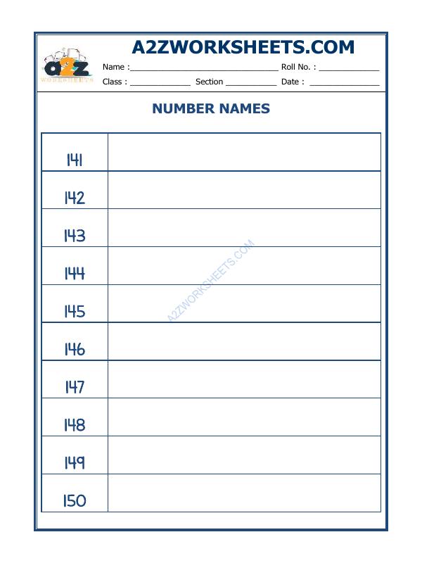 A2Zworksheets:Worksheet of Number Names - 49-Numbers-Maths