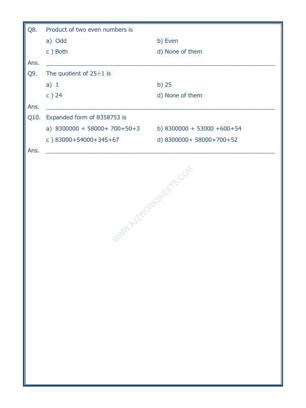 A2Zworksheets:Worksheet of Whole Numbers - 02-Numbers-Maths
