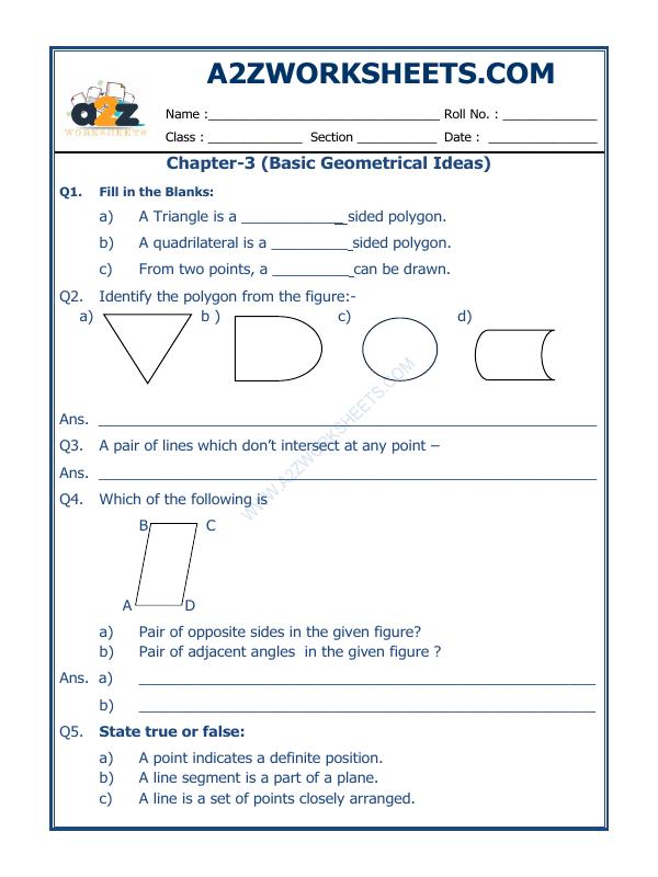 A2Zworksheets:Worksheet of Basic Geometrical Ideas-03-Geometry-Maths