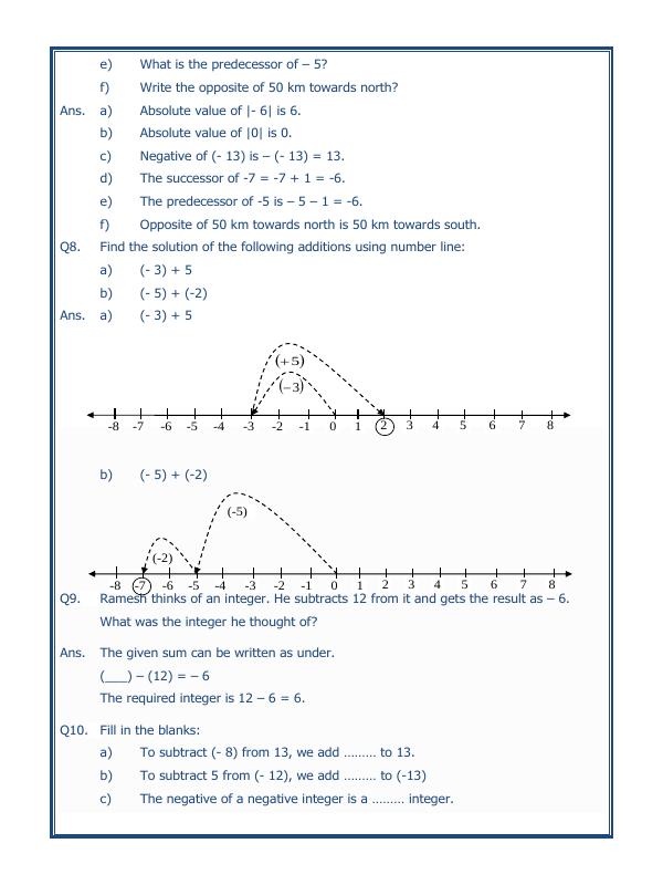 A2Zworksheets:Worksheet of Integers - 02-Integers-Maths