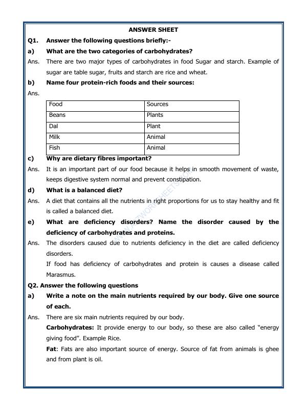 A2Zworksheets:Worksheet of Components Of Food-01-Basic Necessities-Science