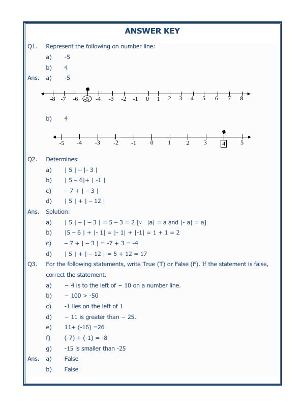 A2Zworksheets:Worksheet of Integers - 03-Integers-Maths