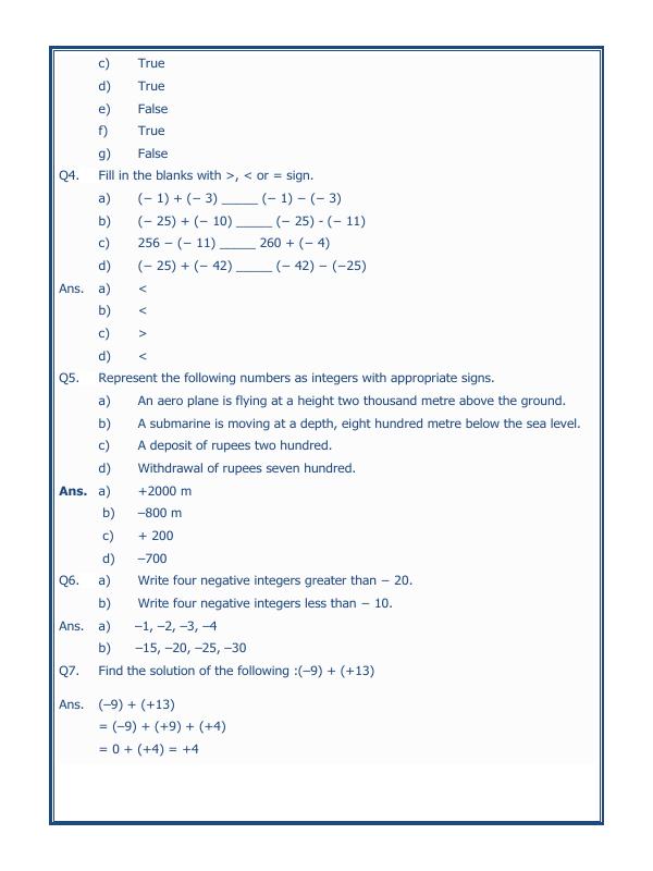 A2Zworksheets:Worksheet of Integers - 03-Integers-Maths