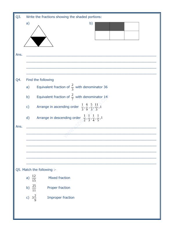 A2Zworksheets:Worksheet of Fractions - 03-Fractions-Maths