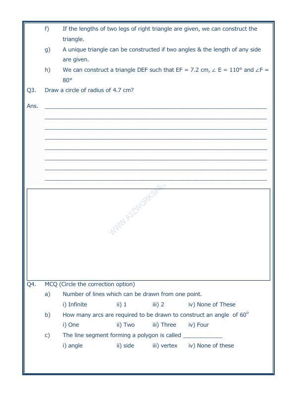 A2Zworksheets:Worksheet of Practical Geometry-03-Geometry-Maths