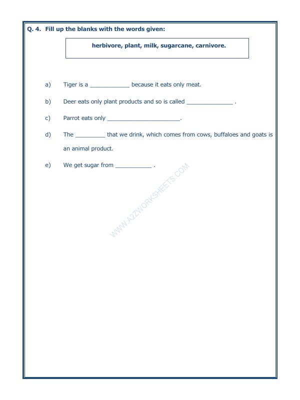 A2Zworksheets:Worksheet of Food Where Does It Come From-02-Basic ...