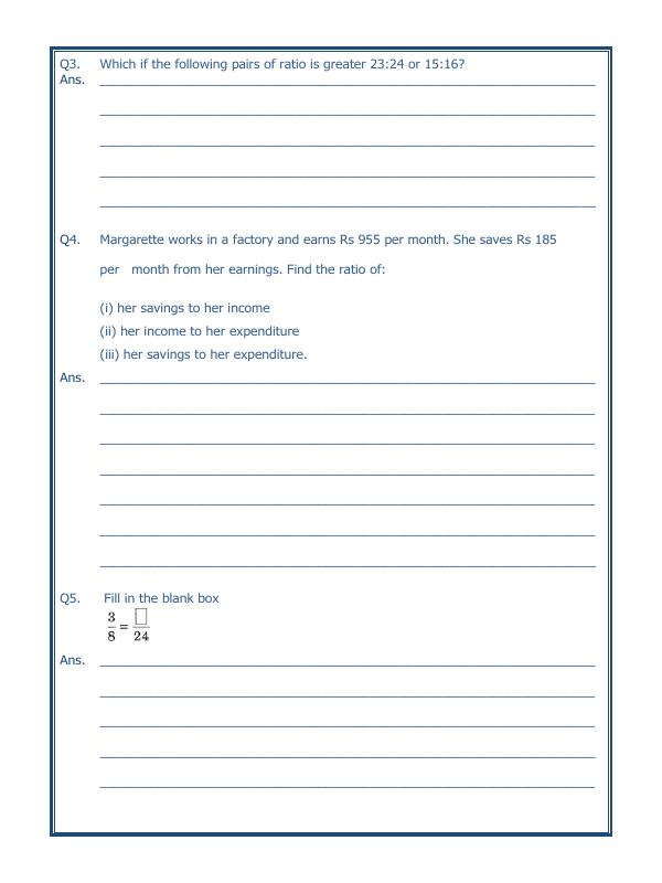 A2Zworksheets:Worksheet of Ratio Proportion And Ratio Proportion And ...