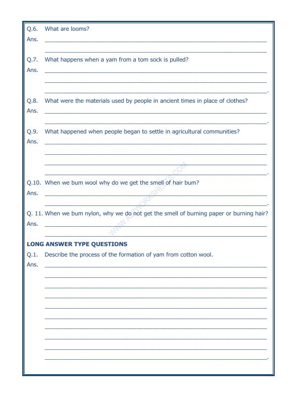 A2Zworksheets:Worksheet of Fibre To Fabric-03-Basic Necessities-Science