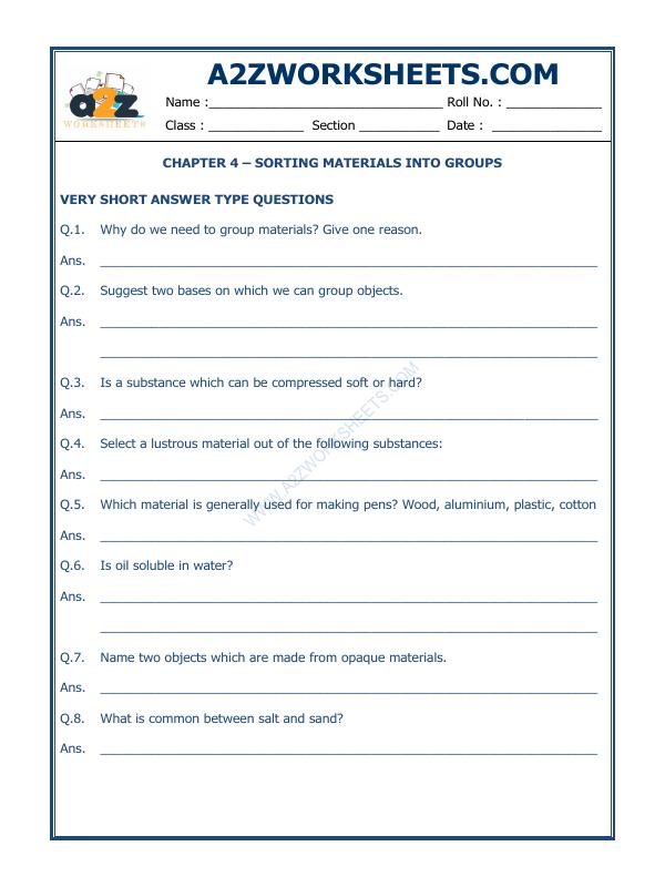 A2Zworksheets:Worksheet of Sorting Materials Into Groups-02-Metals and ...
