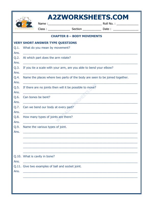 A2Zworksheets:Worksheet of Body Movements-02-Humans-Science