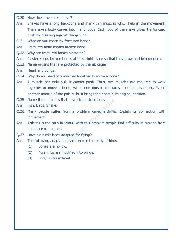 A2Zworksheets:Worksheet of Body Movements-02-Humans-Science