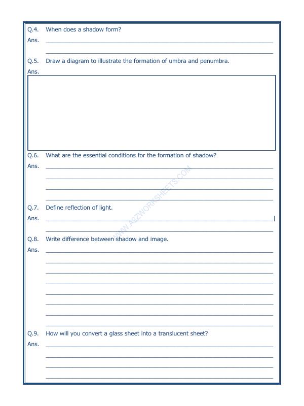 A2Zworksheets:Worksheet of Light Shadows And Reflection-02-Light ...