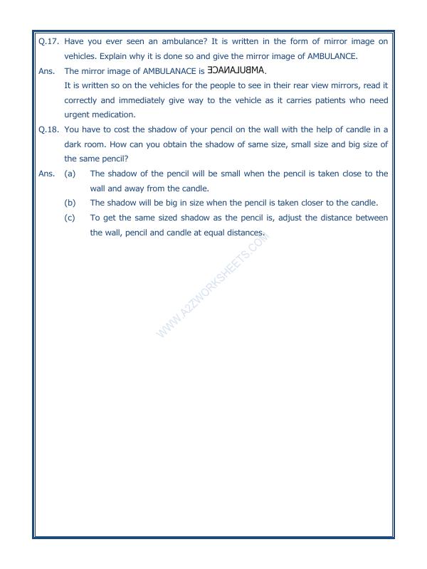 A2Zworksheets:Worksheet of Light Shadows And Reflection-02-Light ...